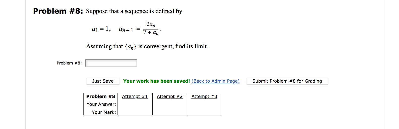 Solved Problem #8: Suppose that a sequence is defined by aj | Chegg.com