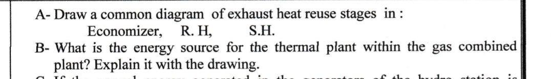Solved A- Draw a common diagram of exhaust heat reuse stages | Chegg.com