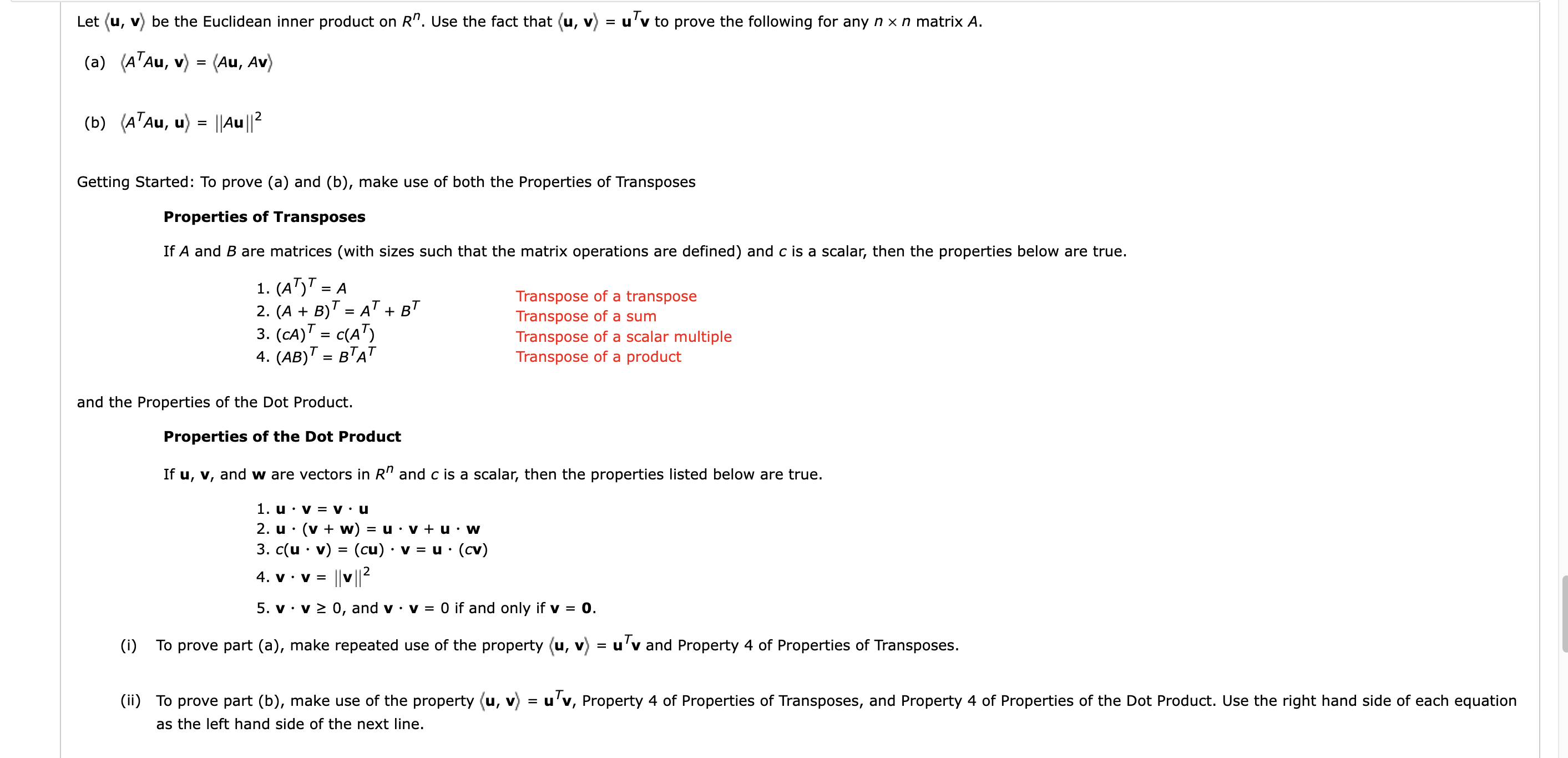 Solved Let u,v be the Euclidean inner product on Rn. Use | Chegg.com