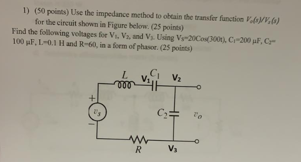 Solved 1) (50 points) Use the impedance method to obtain the | Chegg.com
