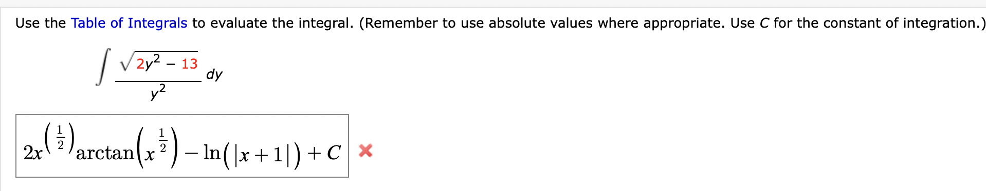 Solved Use the Table of Integrals to evaluate the integral. | Chegg.com