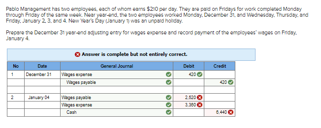 Solved Pablo Management has two employees, each of whom | Chegg.com