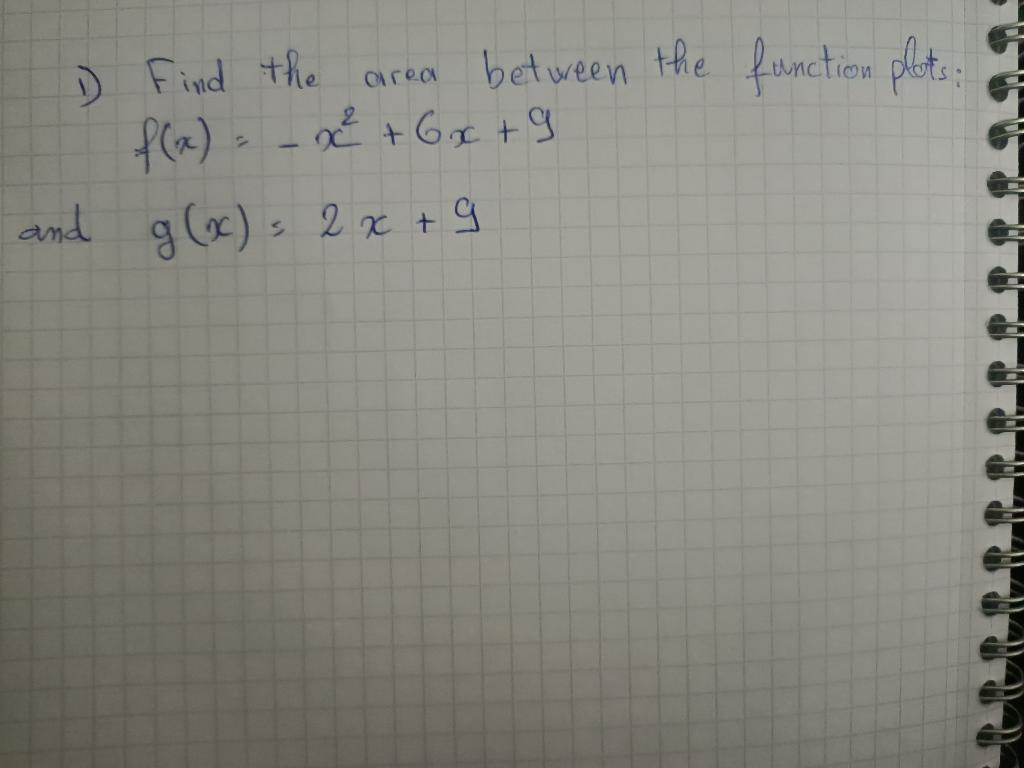 Solved 1) Find the area between the function plots: | Chegg.com