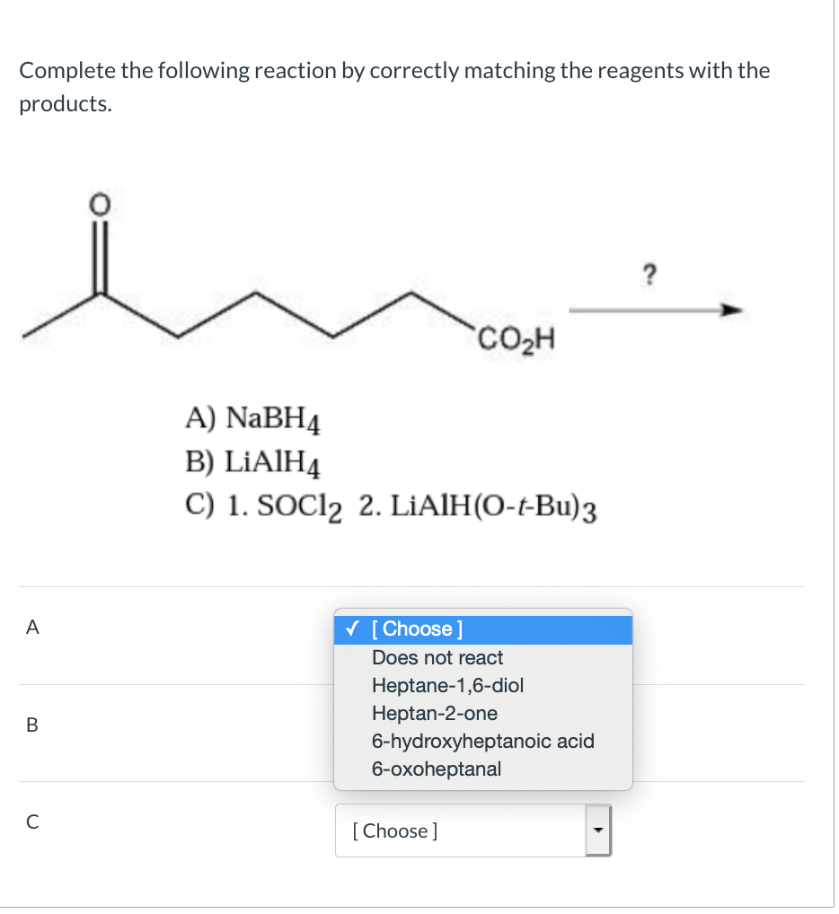 Solved Complete the following reaction by correctly matching | Chegg.com