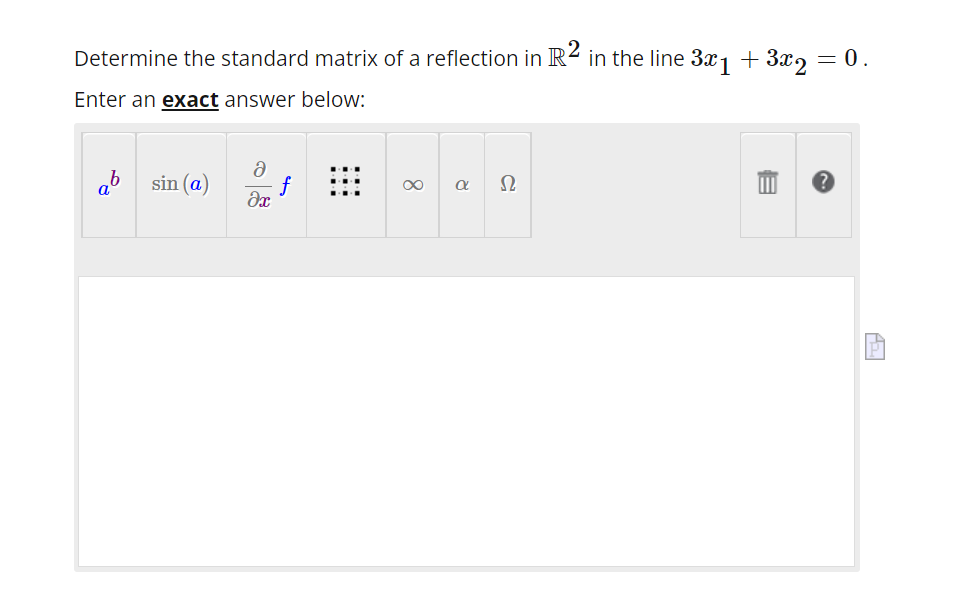 Solved Determine the standard matrix of a reflection in R2 | Chegg.com