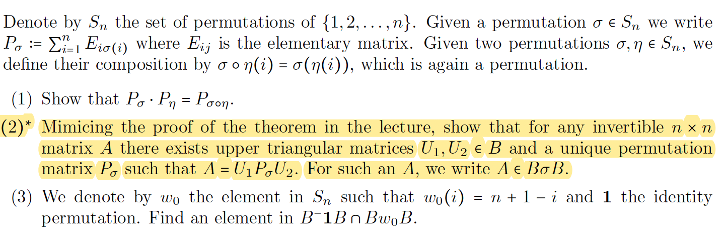 Solved Denote by Sn the set of permutations of {1,2,…,n}. | Chegg.com