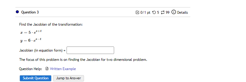 Solved Find the Jacobian of the transformation: | Chegg.com