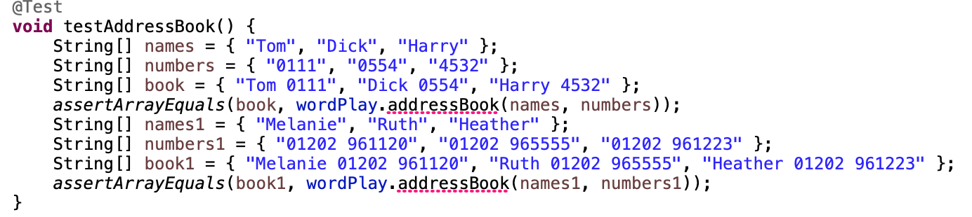Solved JAVA: The addressBook() method should take an array | Chegg.com