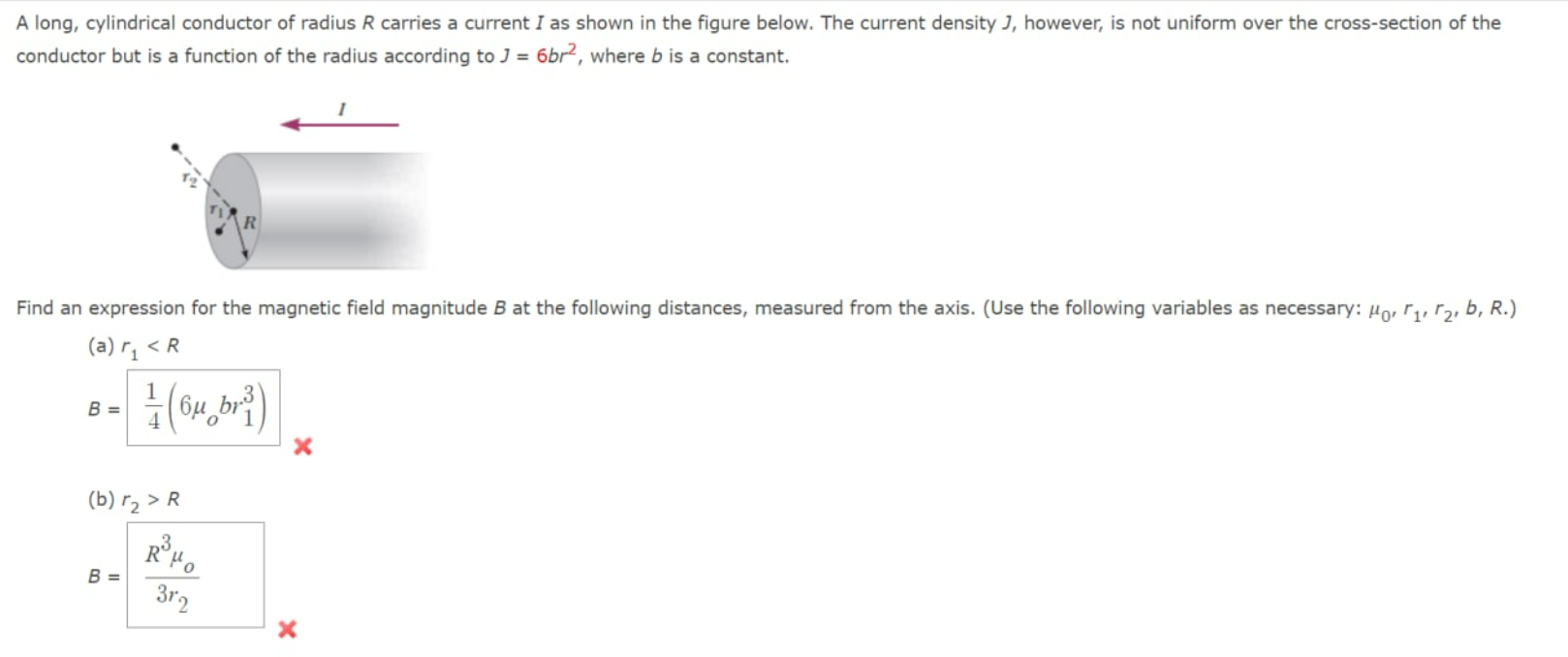 Solved A long, cylindrical conductor of radius R carries a | Chegg.com