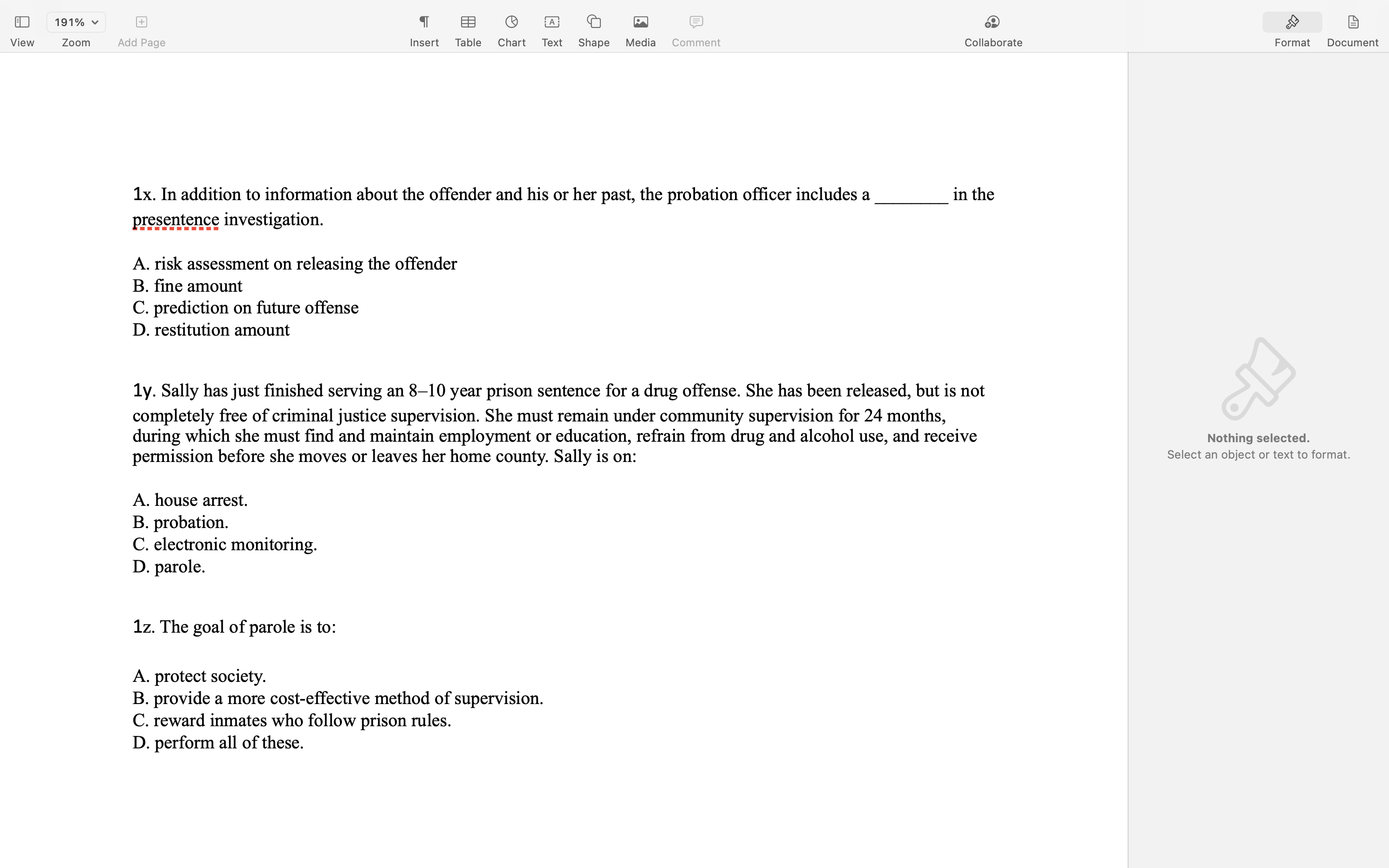 Solved 191% v + A CL 9 View Zoom Add Page Insert Table Chart | Chegg.com