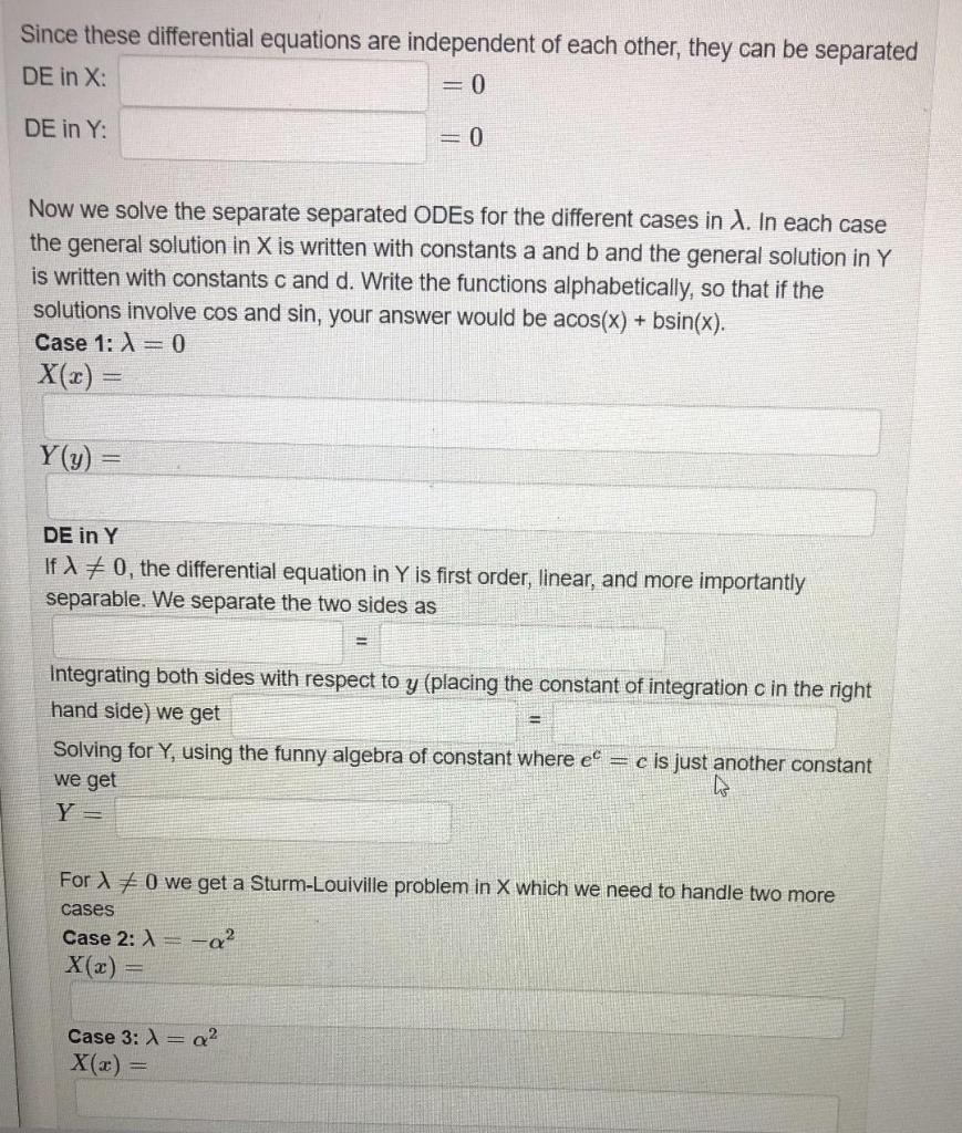 Solved (1 point) I is typed as lambda, a as alpha. The PDE | Chegg.com