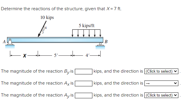 [Solved]: Determine the reactions of the structure, given