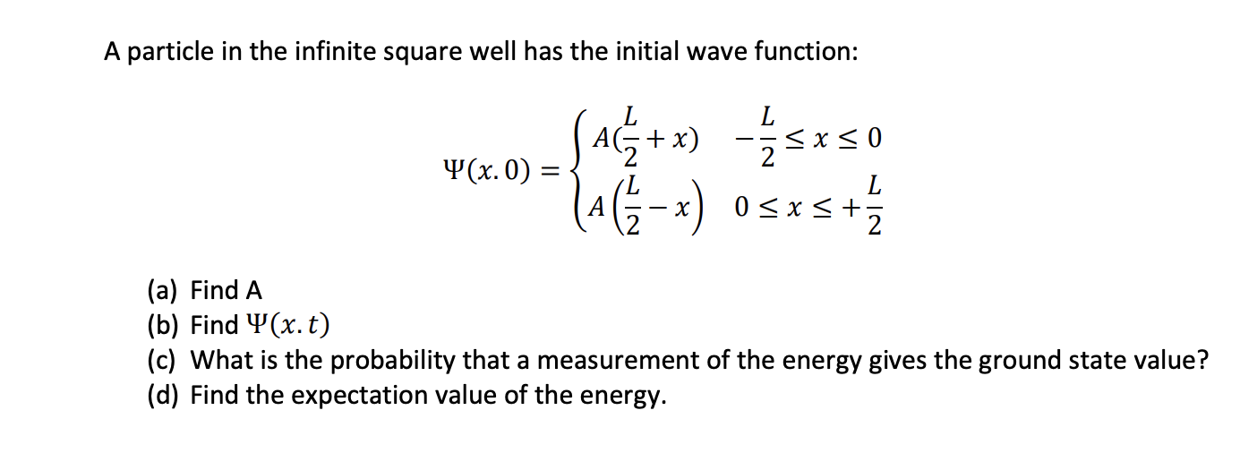 Solved A particle in the infinite square well has the | Chegg.com