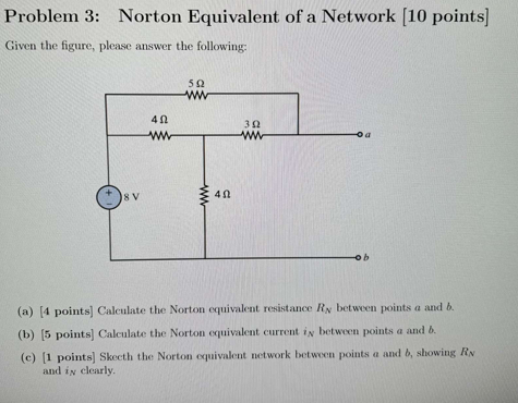 Solved Problem 3: Norton Equivalent of a Network [10 | Chegg.com