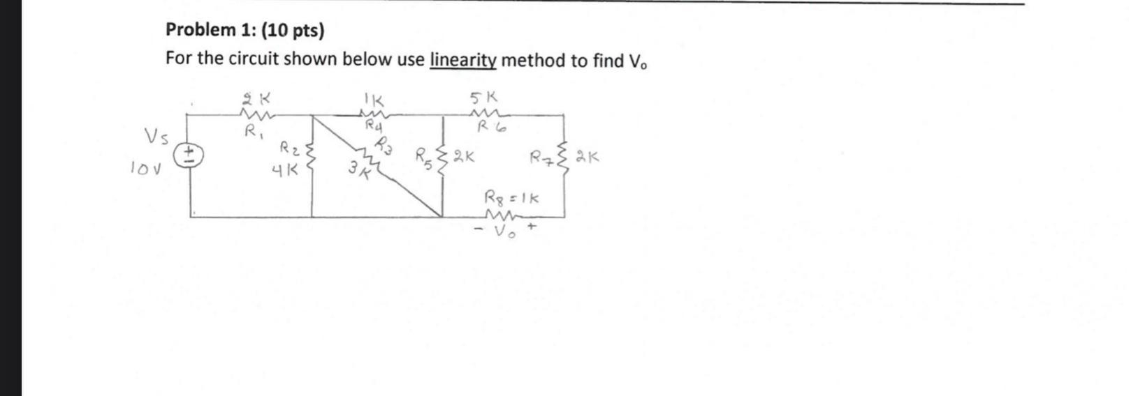 Solved for the circuit shown below use linearity method to | Chegg.com