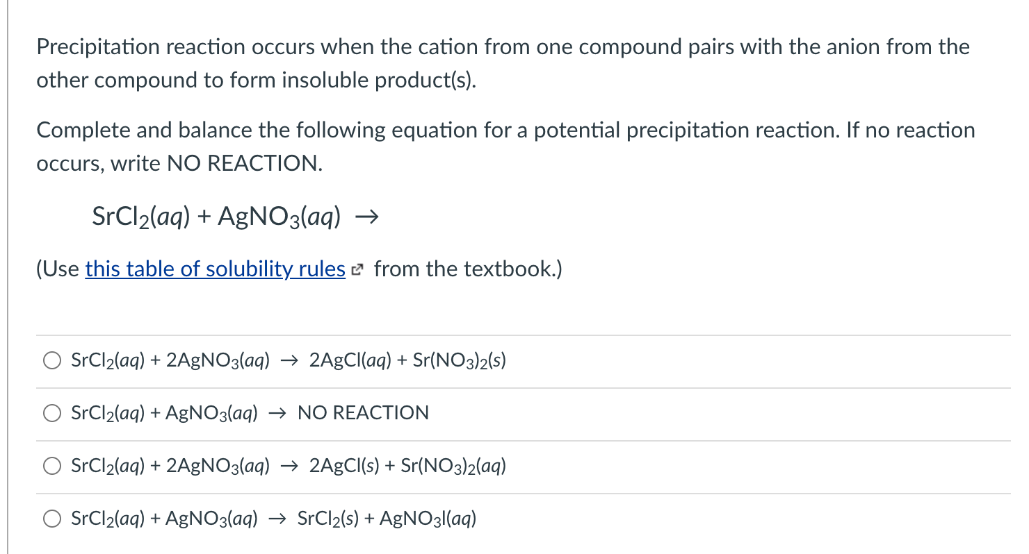 Solved Precipitation reaction occurs when the cation from | Chegg.com