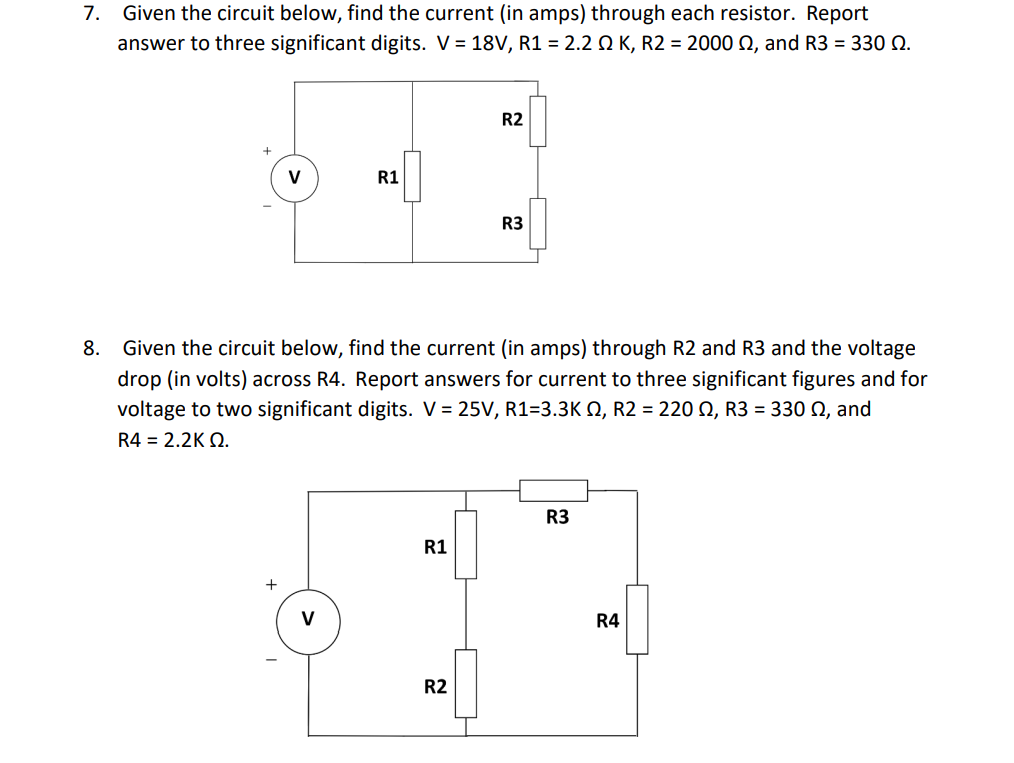 Solved 7. Given the circuit below, find the current (in | Chegg.com