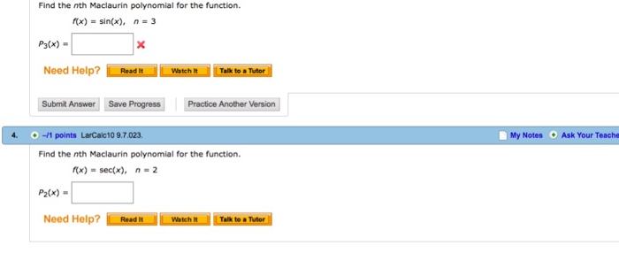 Solved Find the nth Maclaurin polynomial for the function. | Chegg.com Solved Find the nth Maclaurin polynomial for the function. | Chegg.com