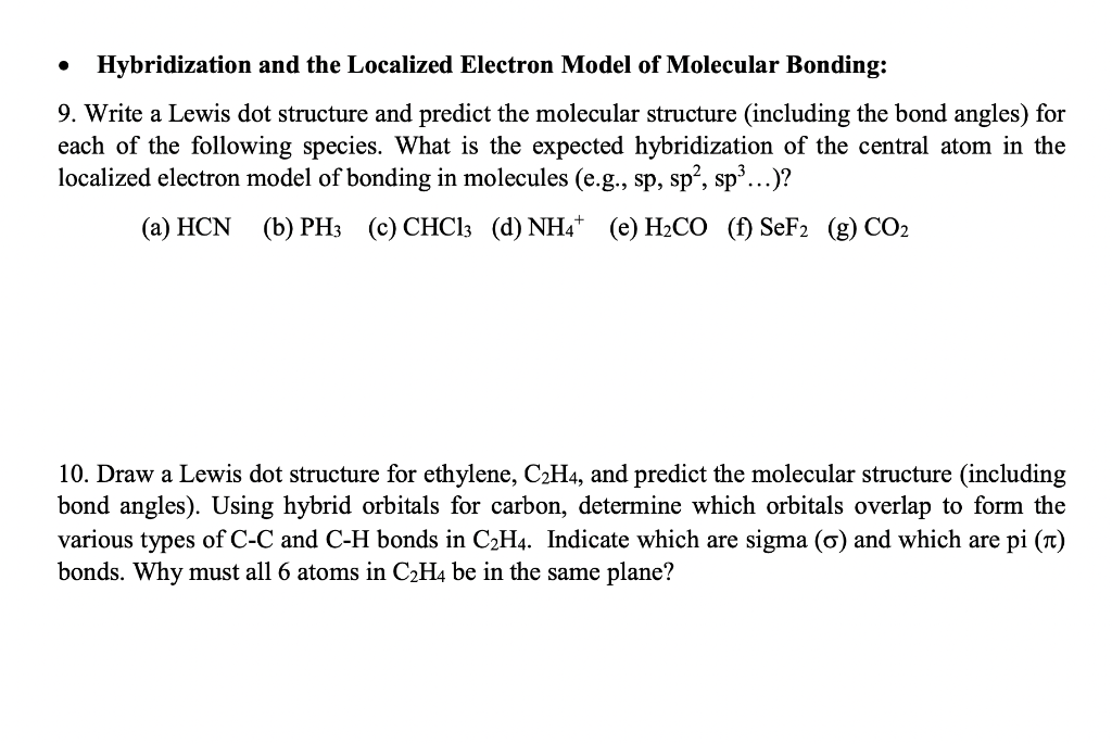 Solved . Hybridization and the Localized Electron Model of | Chegg.com