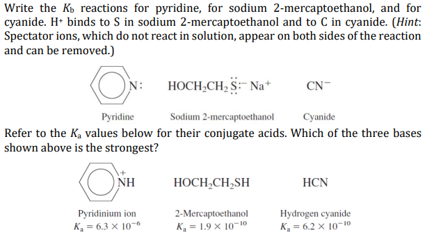 Solved Write the Ky reactions for pyridine, for sodium | Chegg.com