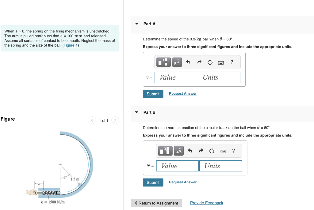 Solved When s=0, the spring on the firing mechanism is | Chegg.com