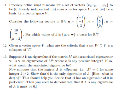 Solved 11. Precisely define what it means for a set of | Chegg.com