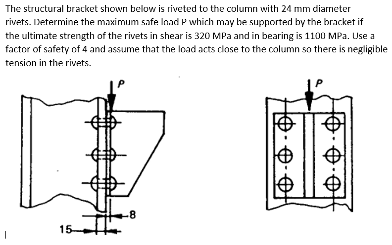 Solved The structural bracket shown below is riveted to the | Chegg.com