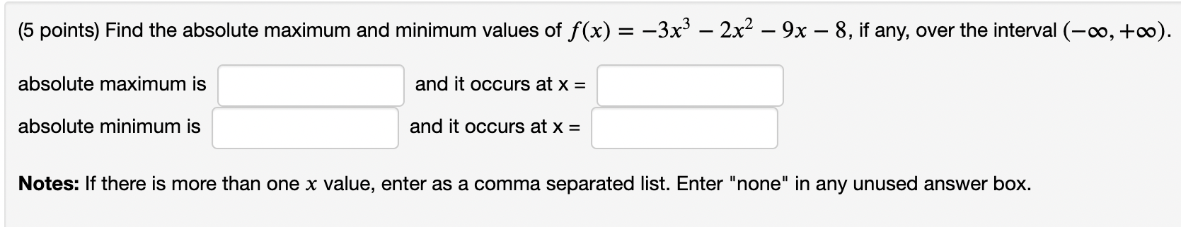 Solved (5 ﻿points) ﻿Find the absolute maximum and minimum | Chegg.com