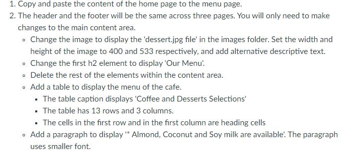 Solved 1. Copy and paste the content of the home page to the | Chegg.com