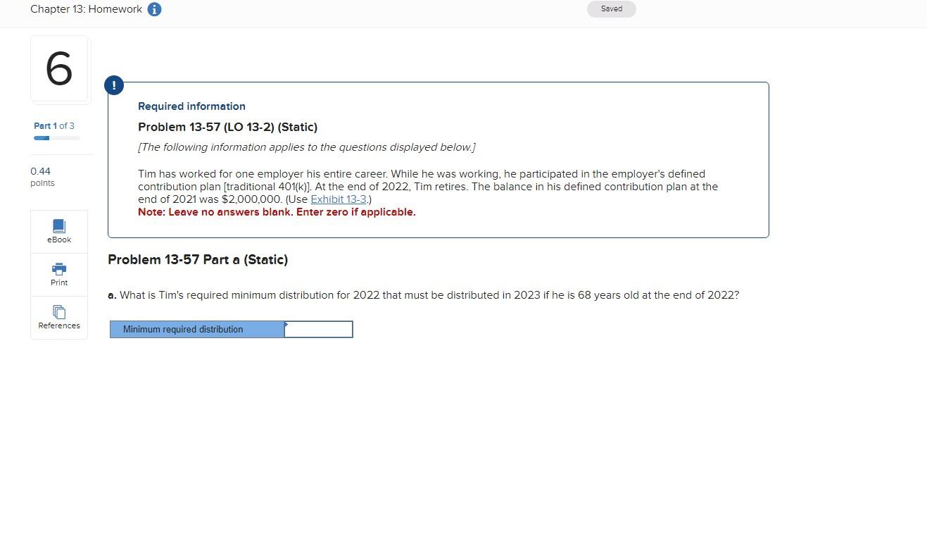Solved EXHIBIT 13-3 Abbreviated Uniform Lifetime Table for | Chegg.com