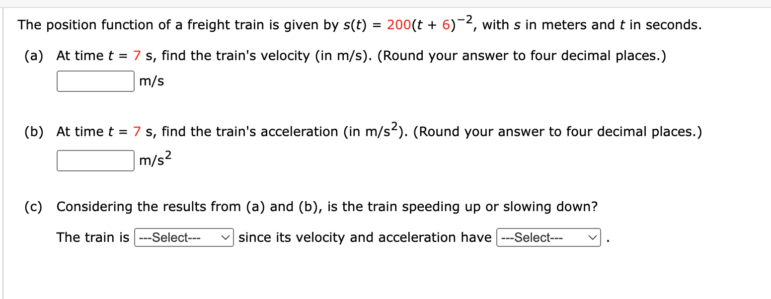 Solved The position function of a freight train is given | Chegg.com