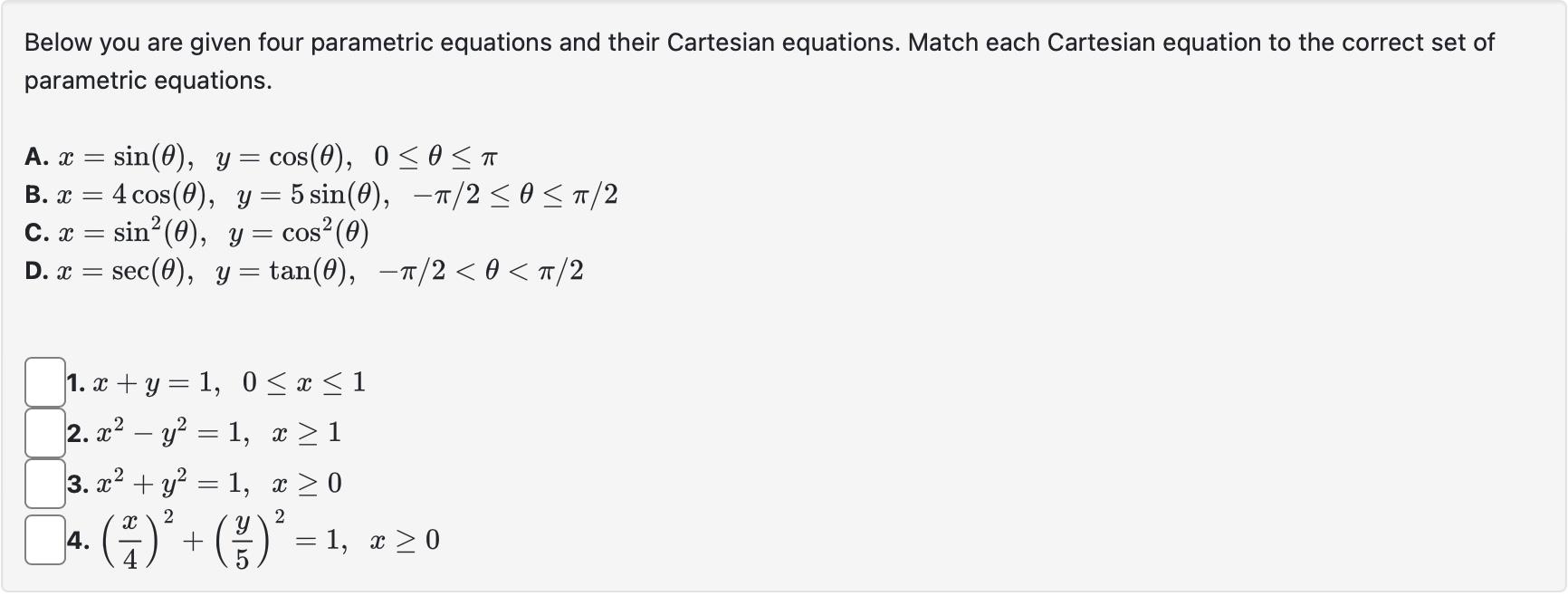 Solved Below you are given four parametric equations and | Chegg.com