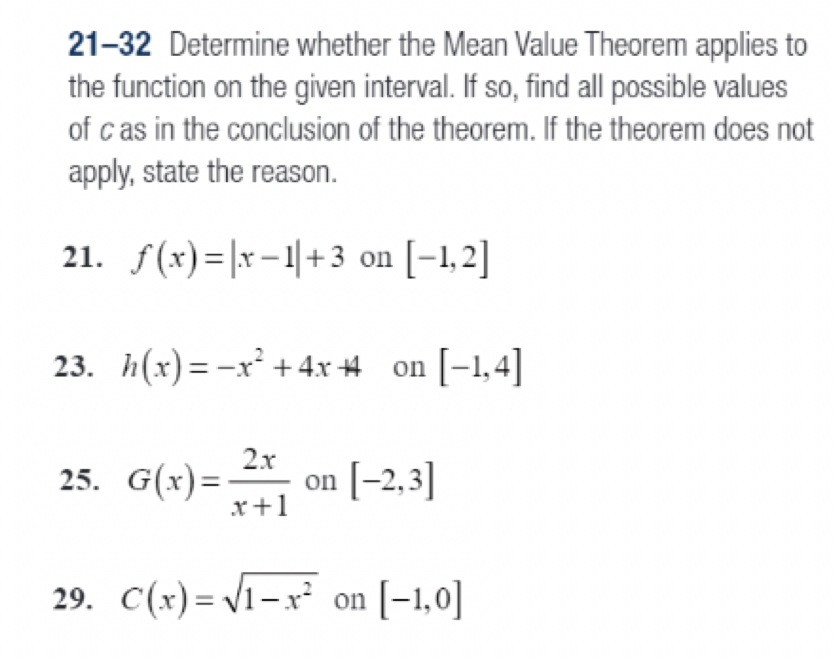 Solved 21-32 Determine whether the Mean Value Theorem | Chegg.com