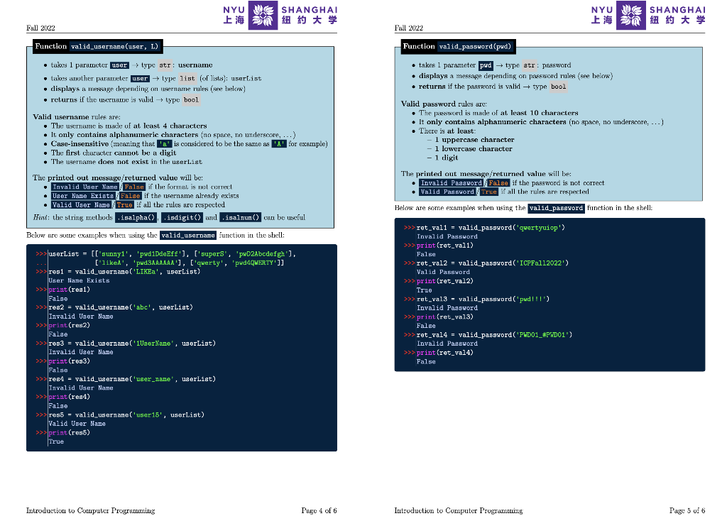 Solved Function valid_username(user, L) Function | Chegg.com
