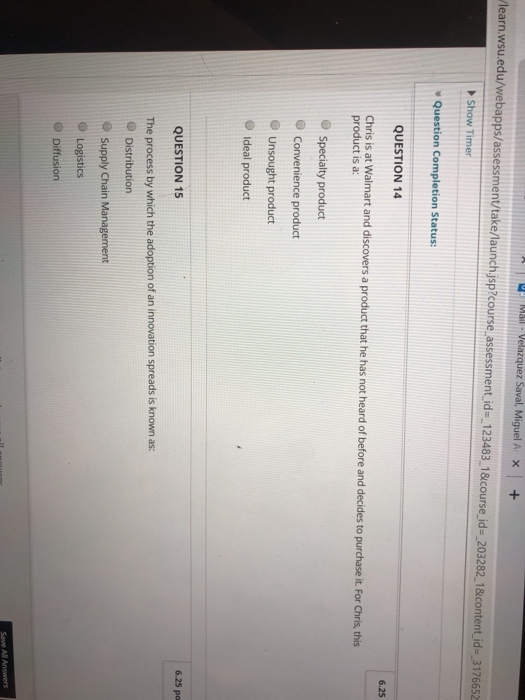Solved a Mail . Velazquez Saval, Miguel A | + | Chegg.com