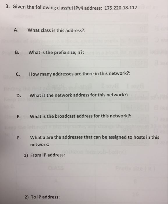 Solved Given the following classful IPv4 address: | Chegg.com