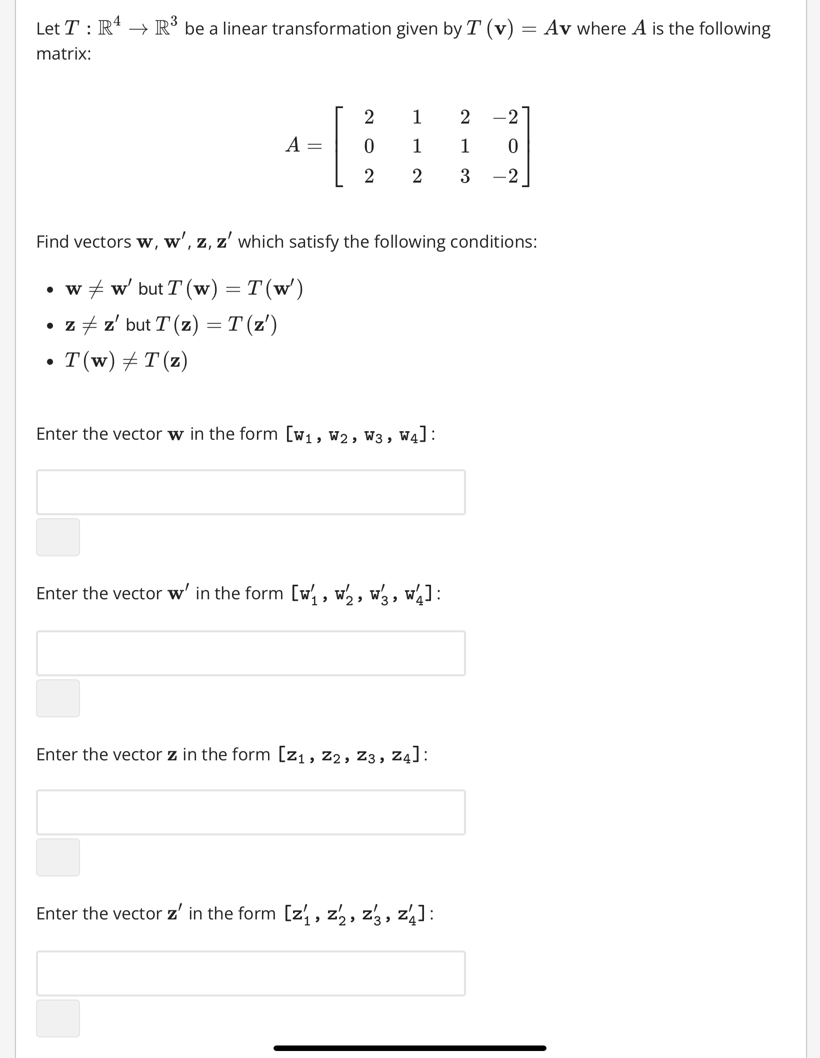 Solved Let T:R4→R3 be a linear transformation given by | Chegg.com