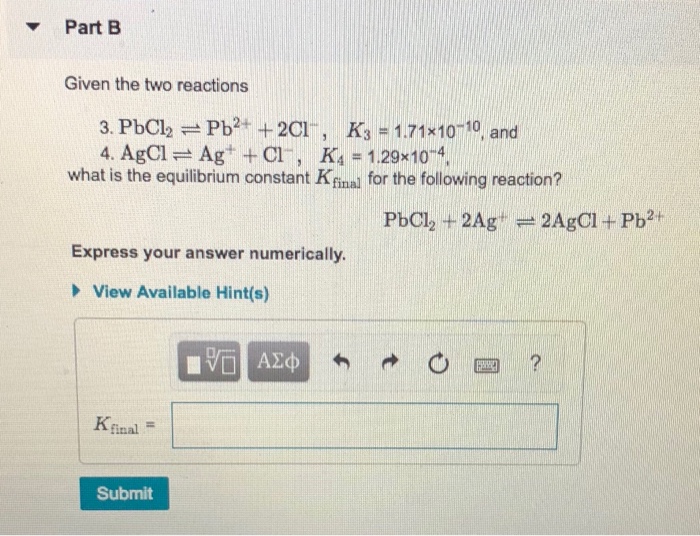 Solved Part A Given the two reactions l.H2S-HS-+H+, | Chegg.com