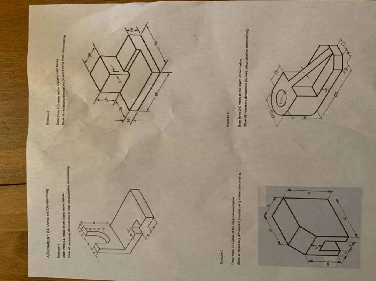 Solved ASSIGNMENT: 2-D Views and Dimensioning Exercise 2 | Chegg.com