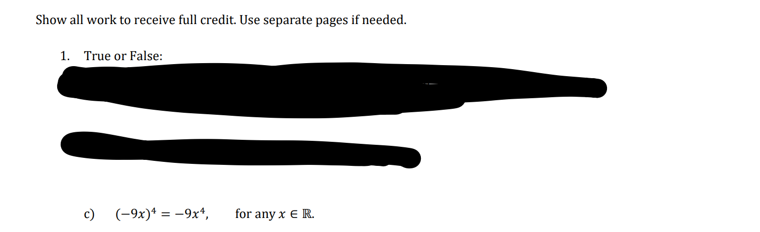 Solved Show all work to receive full credit. Use separate | Chegg.com