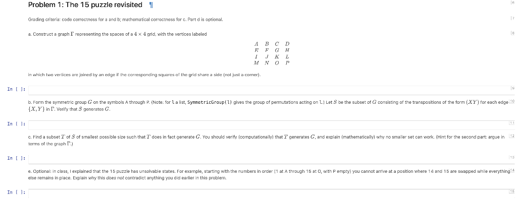 Problem 1: The 15 puzzle revisited 1 Grading | Chegg.com