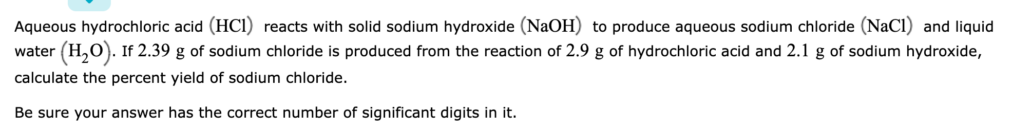 Solved Aqueous hydrochloric acid (HCl) reacts with solid | Chegg.com
