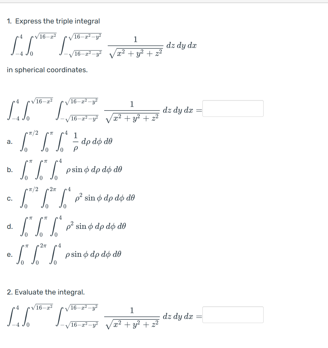Solved 1. Express the triple integral | Chegg.com