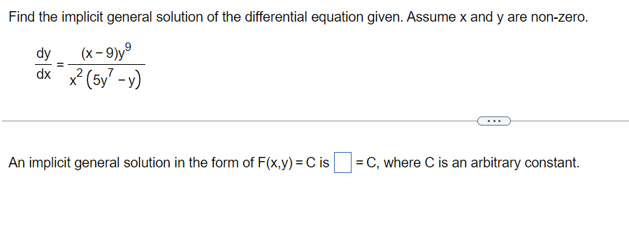 Solved Find the implicit general solution of the | Chegg.com