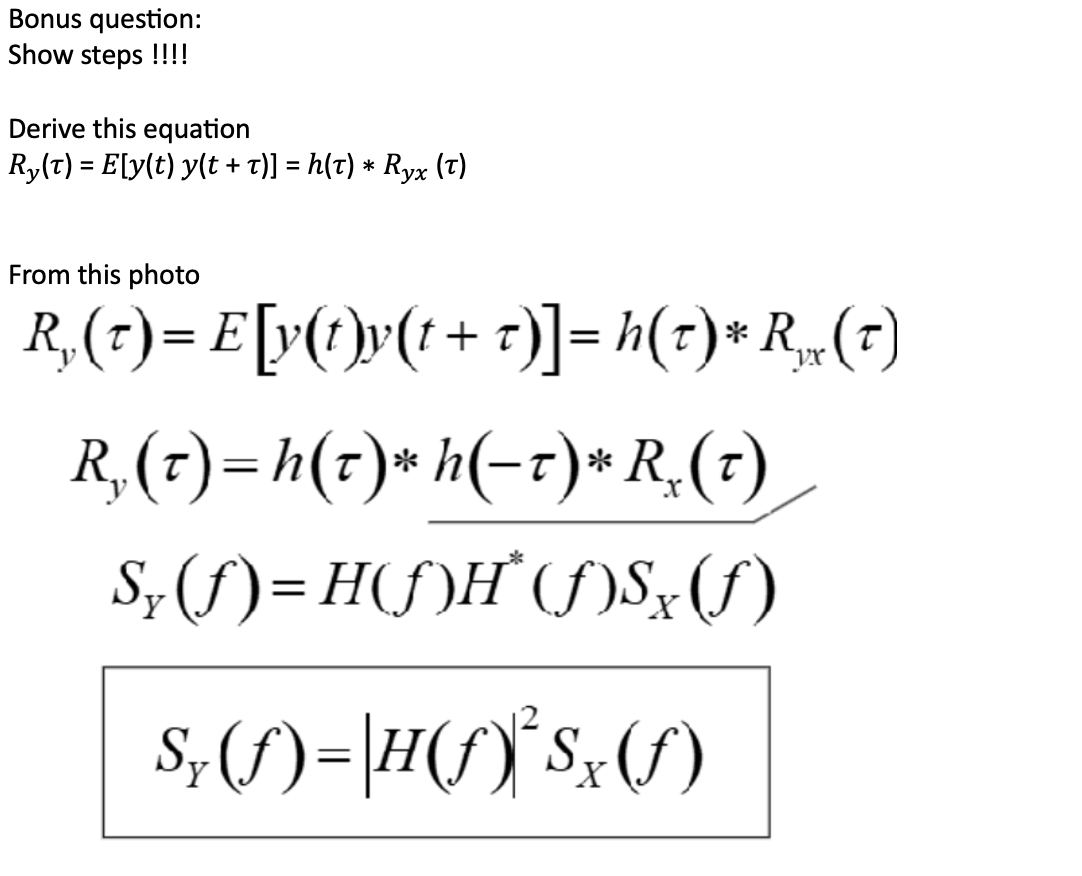 Solved Bonus question: Show steps !!!! Derive this | Chegg.com