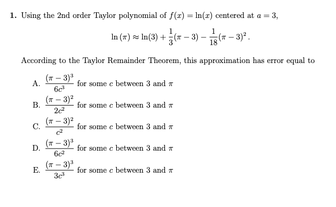 Solved 1. Using the 2nd order Taylor polynomial of | Chegg.com