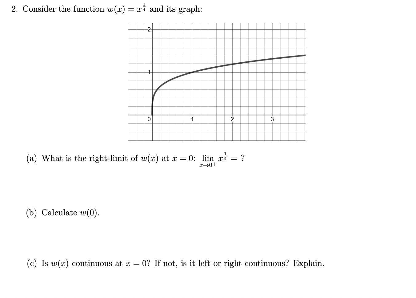 Solved 2. Consider the function w(x)=x41 and its graph: (a) | Chegg.com