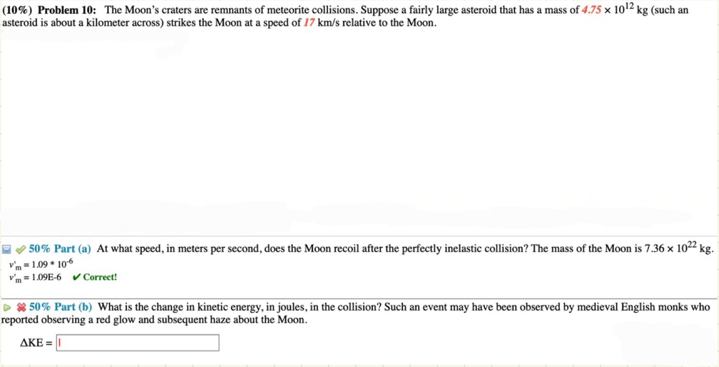 Solved a х (10%) Problem 10: The Moon's craters are remnants | Chegg.com