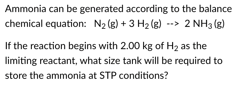 Solved Ammonia can be generated according to the balance | Chegg.com