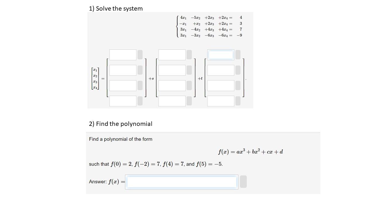 Solved 1) Solve the system | Chegg.com